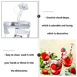 10Pcs Straw Tips Cover Straw Covers Cap for Reusable Straws Cloud Shape Straw Protector for 6-8 mm Cute Straws Plugs (Not include Straw)