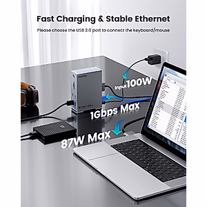 MacBook Pro Docking Station, 14-in-2 Dual USB C Docking Station Dual Monitor for MacBook Pro (Not M1) with Dual 4K HDMI 60Hz, 10Gbps, RJ45, Audio, SD/TF Slots, 87W PD