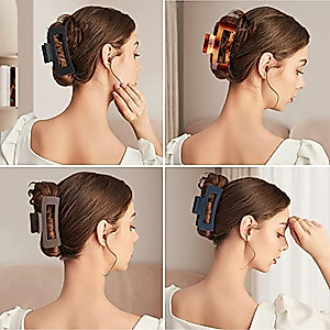 8 Pcs 4.13 Inch Large Claw Clips for Thick Hair - Big Matte Square Hair Clips, Strong Hold Rectangle Styling Accessories, Christmas Gifts