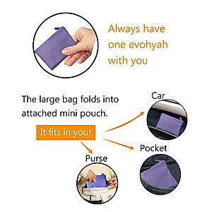 evohyah 1Pack Large Reusable Grocery Tote - 50LBS Ripstop Geometric Fashion Recycling Bag - Folding Storage - Machine Washable Nylon Bag with Zipper - Purple