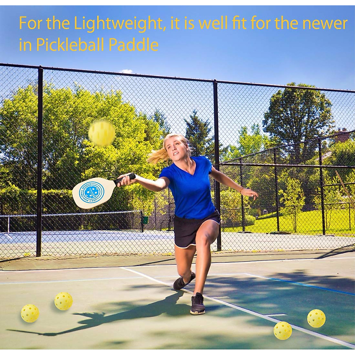 WAIWAIBEAR Pickleball Paddles Set of 4 Delux Pickle Ball Paddle& Ball Set,Pickleball Set Indoor&Outdoor Rackets(Includes 4Wood Paddles & 7 Balls Pickleballs 6 Bandage 1 Carry Bag Set