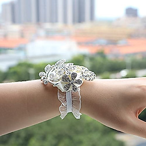 WANLIAN Wrist Corsage Peal Diamond Boutonniere for Bride Bridesmaid Prom Wedding Ceremony Anniversary 1 Pieces (Ivory)