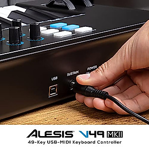 Alesis V49 MKII – USB MIDI Keyboard Controller with 49 Velocity Sensitive Keys, 8 Full Level Pads, Arpeggiator, Pitch/Mod Wheel, Note Repeat and Software Suite