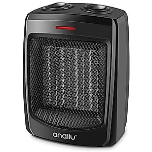 andily Space Heater Electric Heater for Home and Office Ceramic Small Heater with Thermostat, 750W/1500W
