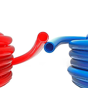 Pex-b Pipe1/2 Inch(2 x75 ft=150 ft, Red & Blue) Fitting DIY Kit, Crimp Fitting, Clamp Tool, Clamps Cutter &Heavy-Duty Canvas Bags