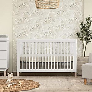 Babyletto Gelato 4-in-1 Convertible Crib with Toddler Bed Conversion in White and Washed Natural, Greenguard Gold Certified