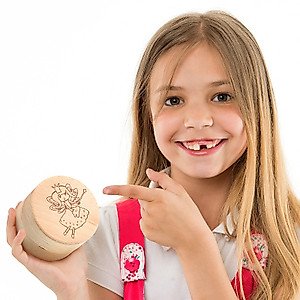 Vesici (Set of 2) Tooth Fairy Box for Kids Keepsake Baby Tooth Holder Wooden Saver Organizer Storage Box for Baby Toddlers Boys Girls Lost Teeth Birthday Present