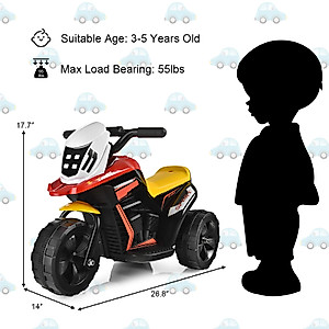 Costzon Toddler Motorcycle, 6V Battery Powered 3 Wheels Ride on Motorcycle with Cartoon Windshield, Music, Horn, Forward Backward Switch, Electric Motorcycle for Kids Toddlers Girls & Boys