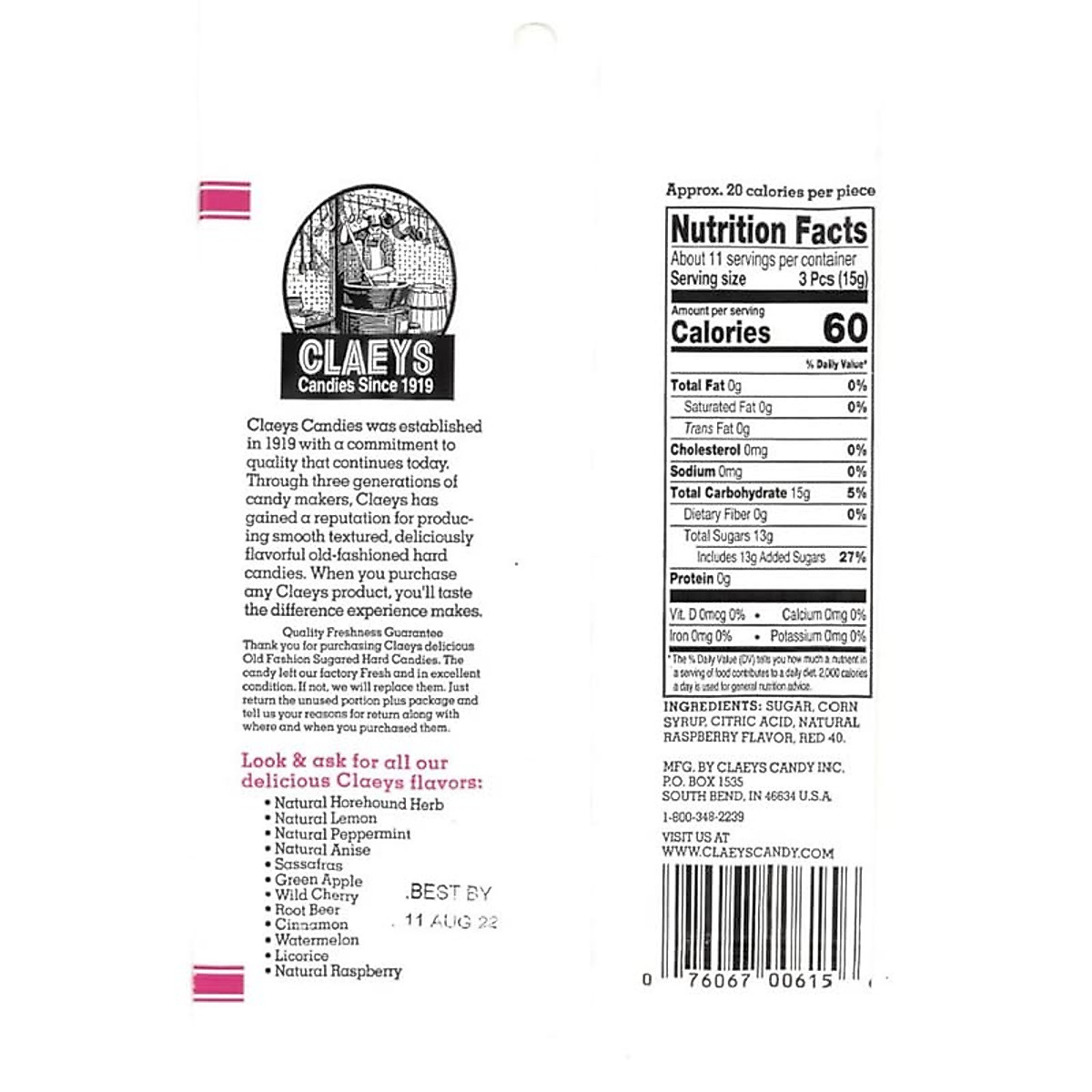 RASPBERRY HARD CANDY 6OZ