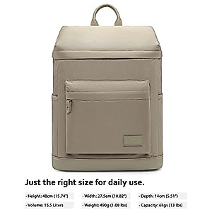 HotStyle Casual Daypack Backpack for Tween & Teen Girls, Multipurpose Middle School Bag Bookbag, Angled Top, Plain, Pastel Khaki