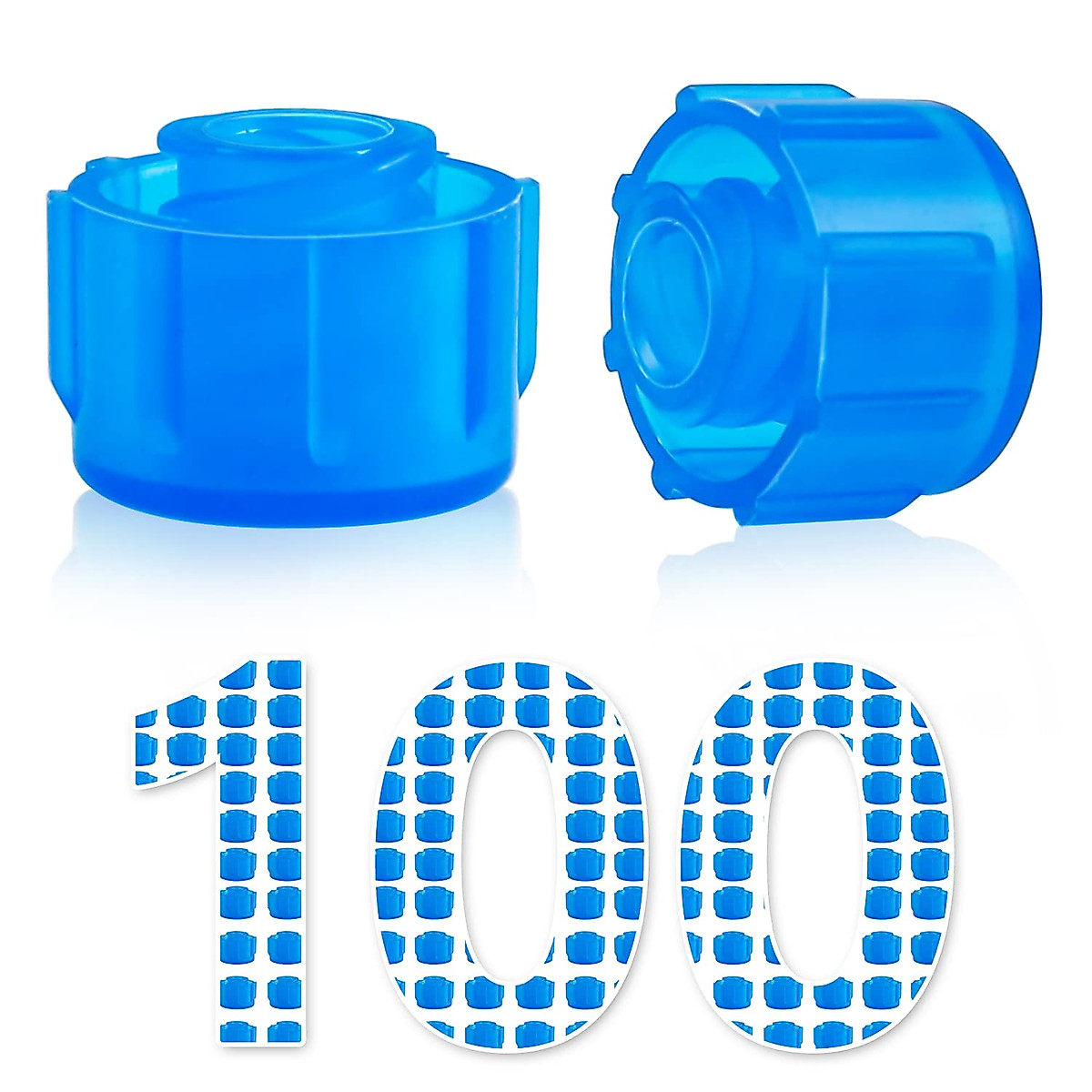 creahub 100 PCS Syringe Tip Caps, Syringe Cap Luer Connector Caps for Luer-Lock syringes and Luer-Slip syringes, Non-Sterile (Blue)