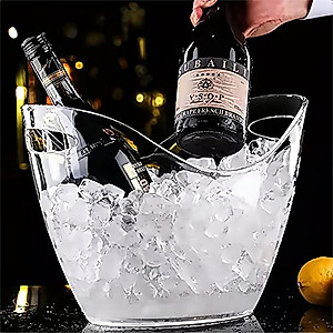 Ice Bucket 2 Pcs 4 Liter Beverage Tub Champagne Wine Bucket for Parties and Drinks Plastic Acrylic Ice Tub with Scoops for Cocktail Bar Good for Champagne or Beer Bottle