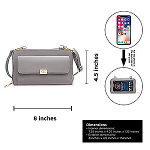 Save the Girls Captiva Touchscreen Purse with 10 Credit Card Slots and 2 Pockets Crossbody Smartphone Purse, Morning Mist Grey