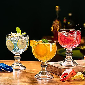 wookgreat Schooner Beer Glasses 21.5 Oz Set of 4, Extra Large Margarita Glass With 4 Color Clips, Shrimp Cocktail Glasses Goblet, Large Stemmed Glasses With Thick Bottom, Crystal Clear Bar Glassware