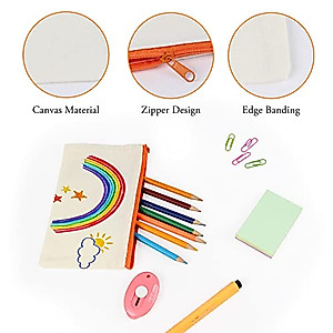 LUPBOK 40Pcs Blank DIY Craft Bag Canvas Pen Pencil Pouch Bags Canvas Zipper Pouch Cute Makeup Bag Travel Cosmetic Bag,L