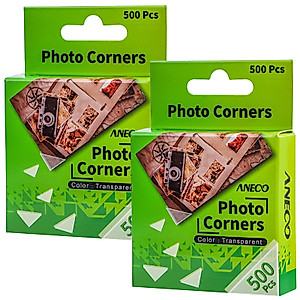 Aneco 2 Pack Transparent Photo Corners Clear Picture Mounting Corner Stickers for DIY Album, Scrapbook, Journal, 500 Pieces/Pack