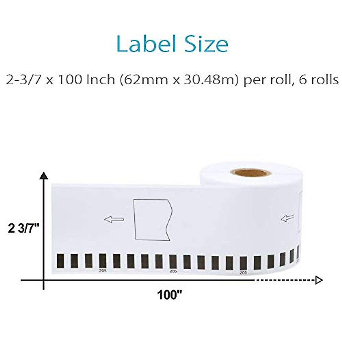 COLORWING Compatible Continuous Paper Labels Replacement for Brother DK-2205 62mm x 30.48m(2.4" x 100ft) Shipping Address Labels, for Brother QL-800, 810W, 820NWB, 1110NWB, 8 Rolls with 1 Frame