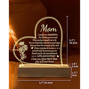 Mom Gifts from Daughter Son, Engraved Night Light Mom Gifts, Mothers Day Gifts for Mom from Daughter Son, Unique Birthday Gifts for Mom, Stepmom