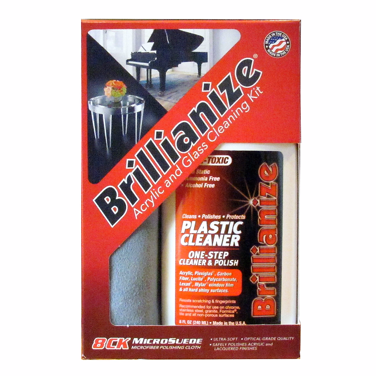 Brillianize Plastic and Glass Cleaning Kit with Microsuede Polishing Cloth