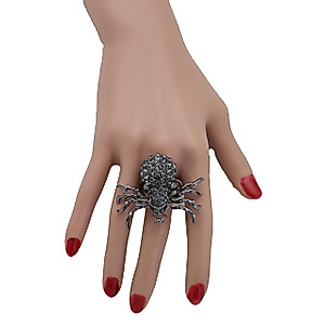 TrendyFashionJewelry Women Fashion Jewelry Spider Ring - Black Metal One Size Elastic Band Insect Scary