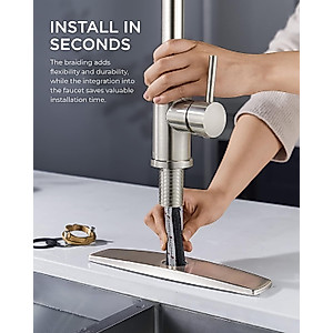 FORIOUS Kitchen Faucets, Brushed Nickel Kitchen Faucet with Pull Down Sprayer, Kitchen Sink Faucet Stainless Steel, High Arc Gooseneck Classic Faucet for Kitchen Sink, Bar, Farmhouse, Laundry