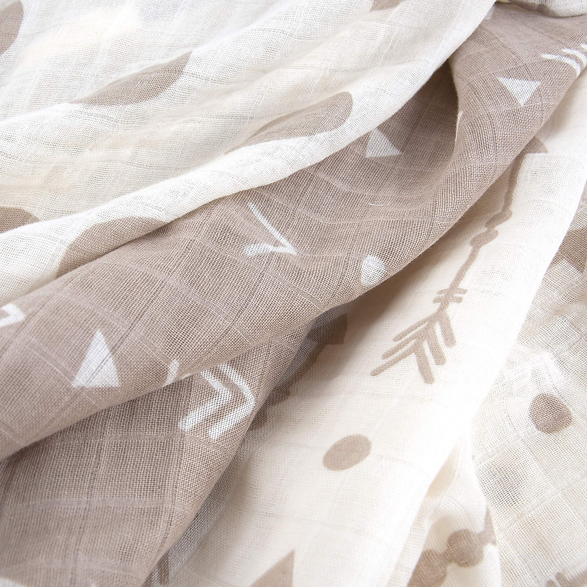 Tadpoles 100% Cotton 3 Pack Swaddle Muslin Receiving Blanket for Boys and Girls with Printed Small Arrows Natural and Cream, 45 x 45 inch