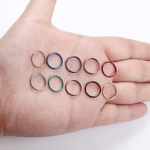 Magitaco 10 PCS 16G Septum Rings 316L Stainless Steel Hinged Segment Ring Lip Rings Cartilage Helix Conch Tragus Daith Piercing Septum Clicker Nose Rings Hoop 8mm