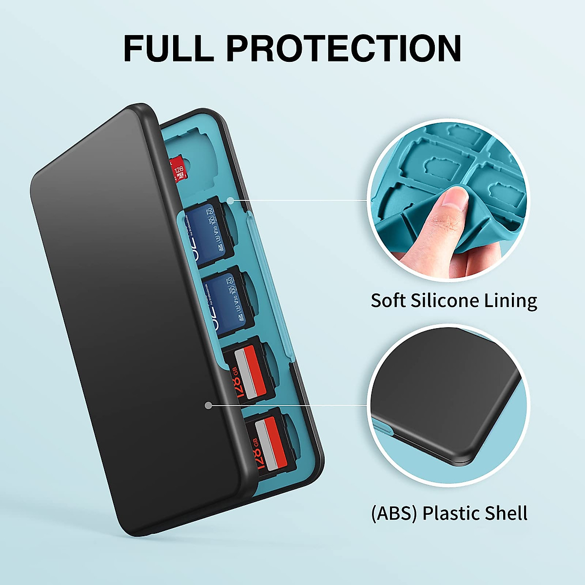 HEIYING Memory Card Case for SD Card and TF Card, Portable SD Card Holder SD SDHC SDXC TF Card Storage with 20 SD Card Slots & 20 Micro SD Card Slots