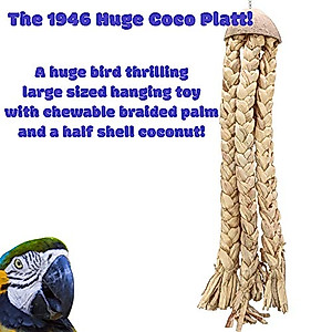 Bonka Bird Toys 1946 Huge Coco Platt Large Palm Braid Chew Foraging Shredding Parrot Eclectus Macaw African Grey