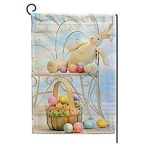 My Little Nest Seasonal Garden Flag Easter Bunny Eggs Vertical Garden Flags Double Sided for Home Farmhouse Yard Holiday Flag Outdoor Decoration Banner 28"x40"