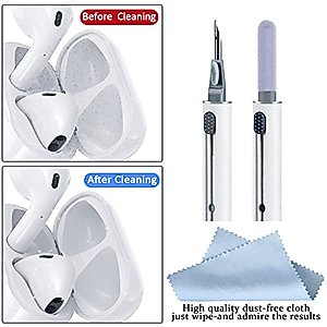 2Pcs Airpod Cleaner Kit，Earbud Cleaning Kit for Airpods Pro 1 2 3， Multi-Function Cleaning Pen with Soft Brush Flocking Sponge，Suitable for Bluetooth Headset, Charging Box, Mobile Phone, Earbud