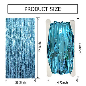 2 Pack Blue Backdrop Curtain Tinsel Streamers Ocean Themed Decor Birthday Party Decorations Foil Fringe Backdrop Graduation Baby Shower Bachelorette Winter Party Decorations Supplies