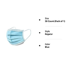 50 PCS Disposable 3-Ply Safety Face Mask for Personal Health