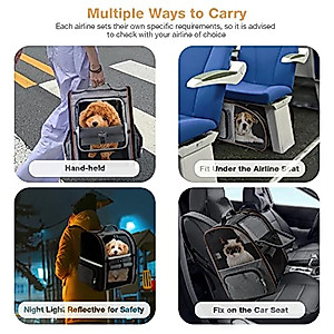 Lekebobor Large Cat Backpack Carrier Expandable Pet Carrier Backpack for Small Dogs Medium Cats Fit Up to 18 Lbs, Dog Backpack Carrier, Foldable Puppy Backpack Carrier for Travel, Hiking,Grey