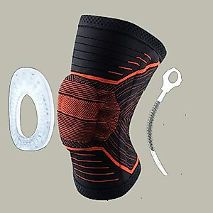YCSM 1 Piece of Knee Joint Patella Protector Silicone Spring Knee Pads Sports Knee Pads Suitable for Meniscal Tear Arthritis to Relieve Joint Pain. (Color : HX054 Orange, Size : L)