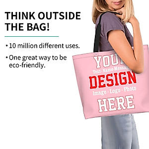 Personalized Tote Bag Women Custom Shopping Travel Beach Business Shoulder Bags Pink Customized Your Picture Logo Name Text Gifts Birthday Wedding Christmas