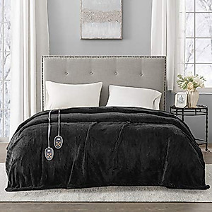 Beautyrest Heated Electric Blanket for Cold Weather, Fast Heating Heated Blanket, Auto Shut Off, Virtually Zero EMF, Multi Heat Setting, UL Certified, Black Full (84 inx80 in)
