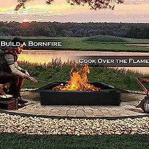 Square Fire Pit Ring/Insert, Fire Pit Liner, Outdoor Heavy Duty 2.0mm Steel, 36Inch Inside Diameter, 42 Inch Outside Diameter…