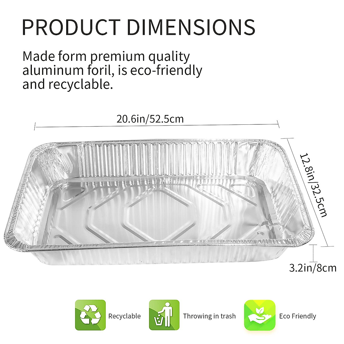 LUCKMETA Disposable Aluminum Foil Pans 21 x 13 Full Size (20 Pack) Heavy-Duty, Rectangular Food Containers Great for Baking, Cooking, Heating, BBQ, Storing, Prepping Food