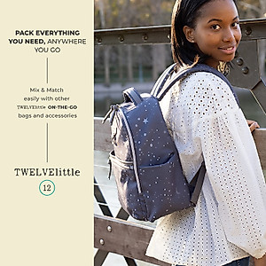 TWELVElittle Tiny Go Backpack Diaper Bag - Diaper Baby Bag with Changing Pad, Multiple Insulated Pockets in Grey Twinkle