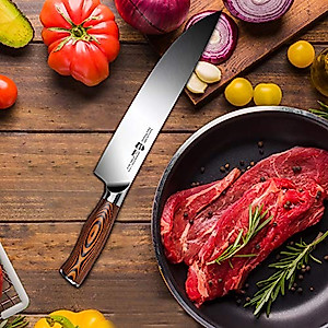 TUO Chef Knife, Pro 10 inch Chefs Knife, German High Carbon Stainless Steel Anti-rust Kitchen Knives, Ergonomic Handle Fiery Phoenix Series Cutlery