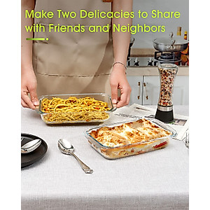 Mini-1 Quart Glass Baking Dish for Oven, 2 Pcs Single Serving Glass Pan for Cooking Oblong Casserole Dish Rectangular Baking Pan Glass Bakeware