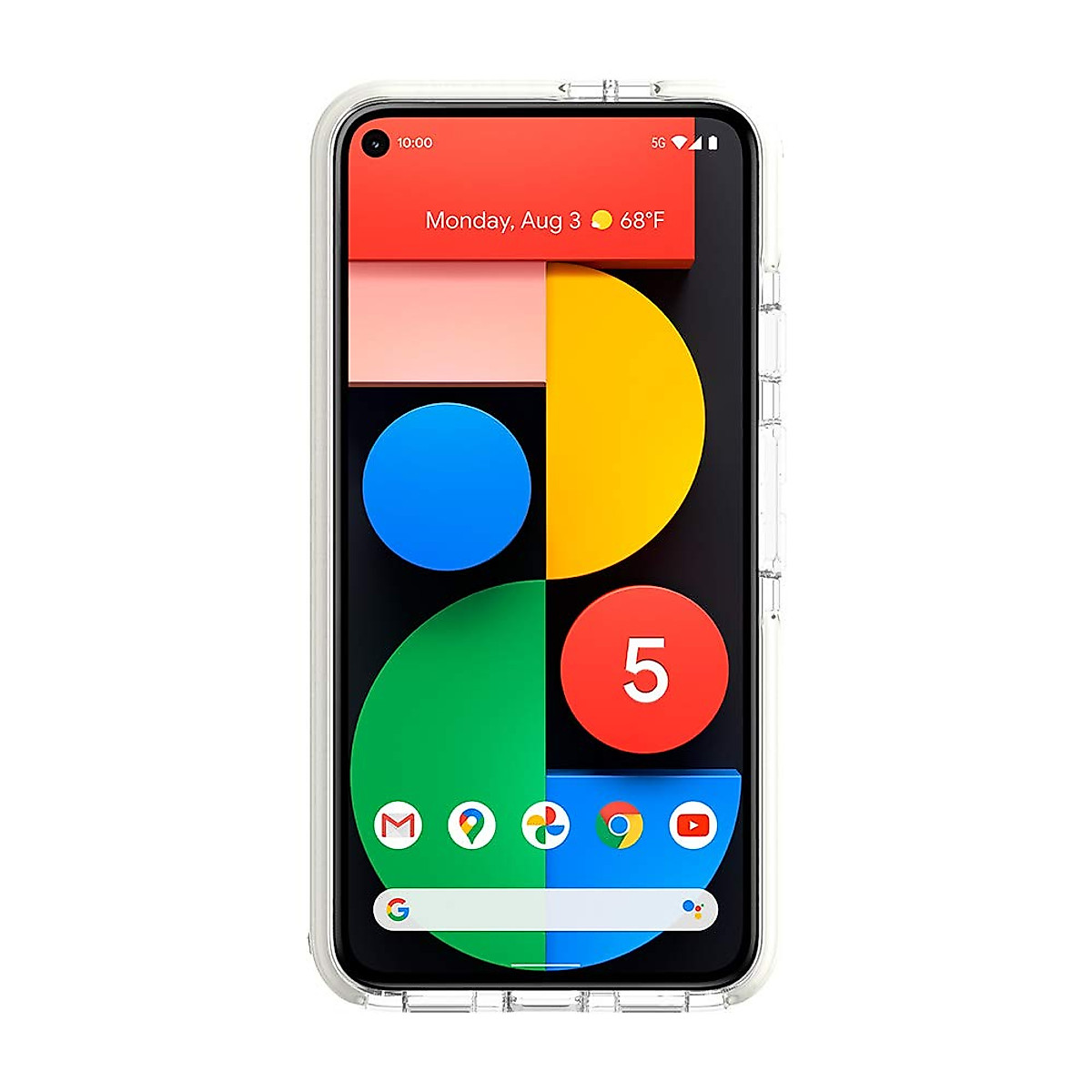 Kate Spade New York Defensive Hardshell Case for Google Pixel 5 - Hollyhock Floral Clear/Cream with Stones