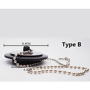 Cheeroyal 2 Pcs Universal Bathtub Plug,Chain Drain Stopper Kitchen Sink Plug Rubber Drain Stopper Metal Bath Plug Replacement Chrome Drain Plug with Chain for Shower Ceramic Sink (4.3CM-M)