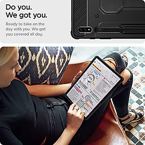 Spigen Rugged Armor Pro Designed for Galaxy Tab S8 Plus Case (2022) / Galaxy Tab S7 Plus Case (2020) with S Pen Holder - Black