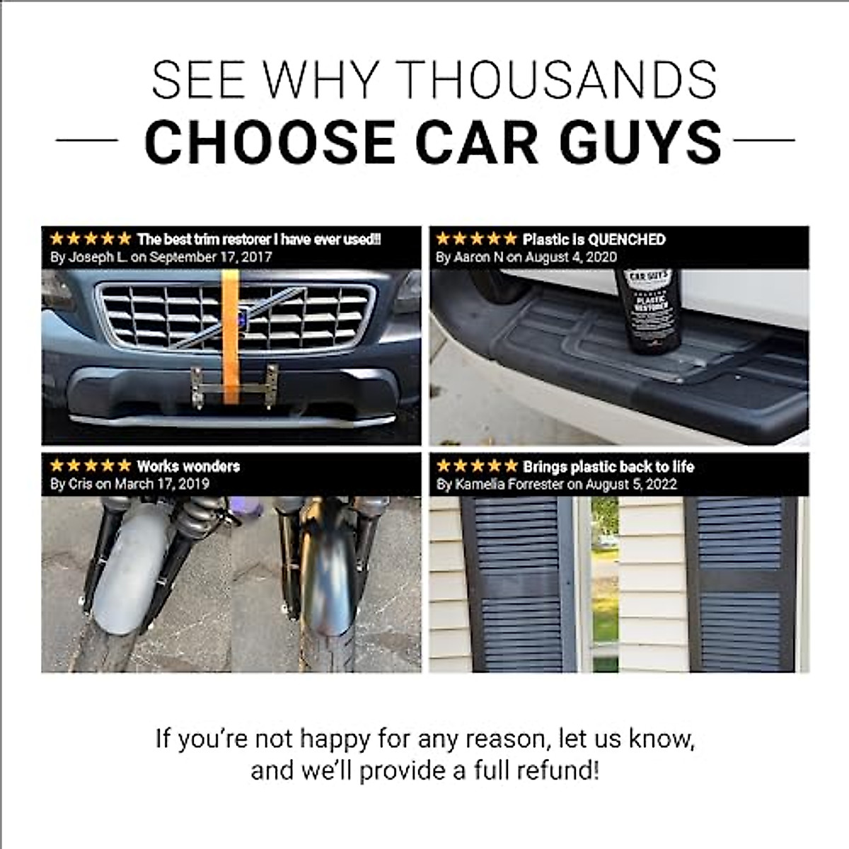 CAR GUYS Plastic Restorer | Bring Plastic, Rubber, and Vinyl Back to Life! | User Friendly Trim Restorer | Safe Auto Detailing Supplies | 8 Oz Kit with Foam Applicator