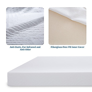 EGO White 10 Inch Short King Memory Foam RV Mattress, Cooling Gel Green Tea Mattress for RVs, Campers & Trailers, Bed in a Box, Made in USA, CertiPUR-US Certified, 72"×75", Medium Firm