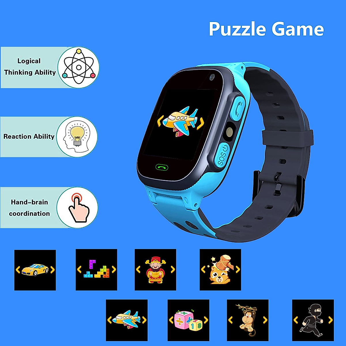 wsgpxtybb Kids Smart Watch Phone-Smartwatch for Kids with Clock Music MP3 Player Video Recorder Camera Games SOS Calculator Alarm (Build-in 4GB SD Card) HD Touchscreen for Age 4-12 Boys Girls Gifts