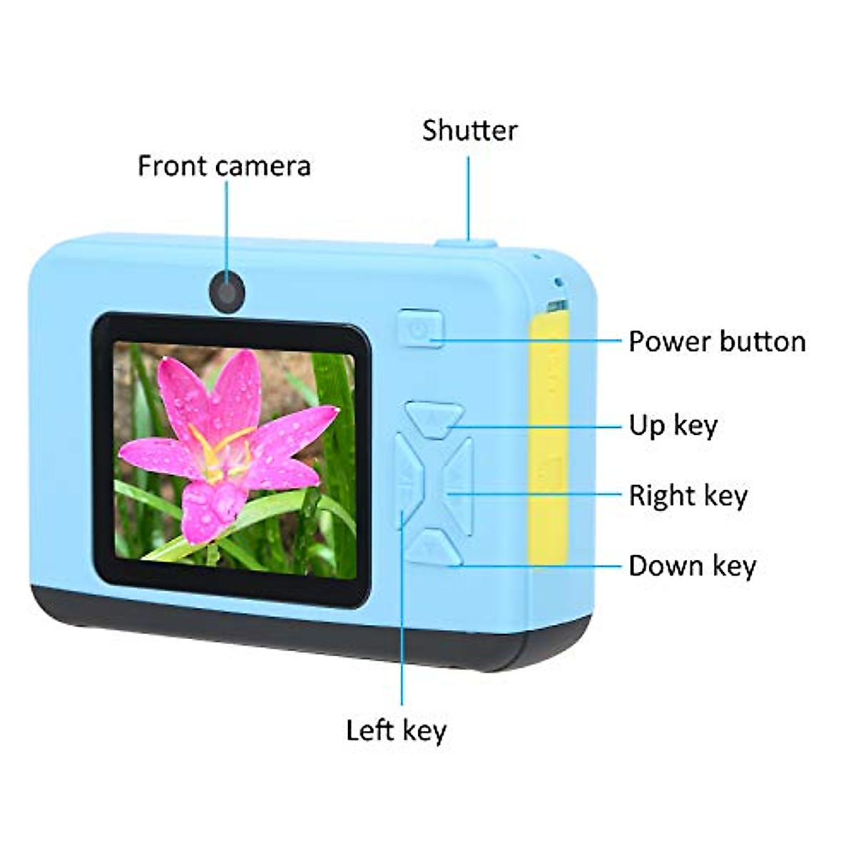 01 Small Camera, Dual Lens Digital Video Camera Multifunction with Anti-Lost Strap for Recording Videos for Taking Photos(Blue)