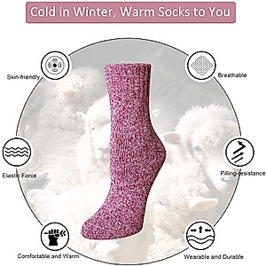 YSense 5 Pairs Womens Wool Socks Thick Knit Warm Winter Socks Cozy Comfy Socks Gifts for Women